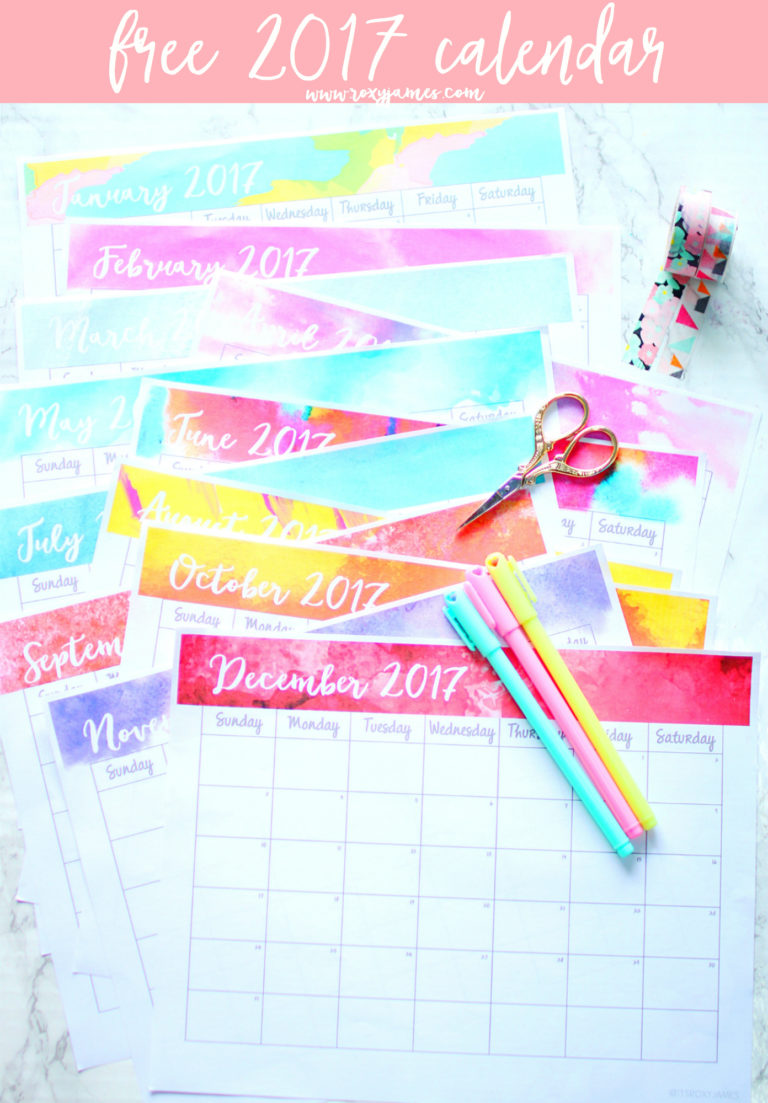FREE 2017 Printable Calendars – Watercolor